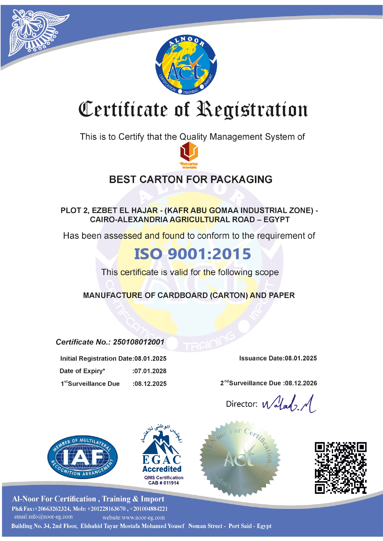 ISO 9001 – BEST CARTON